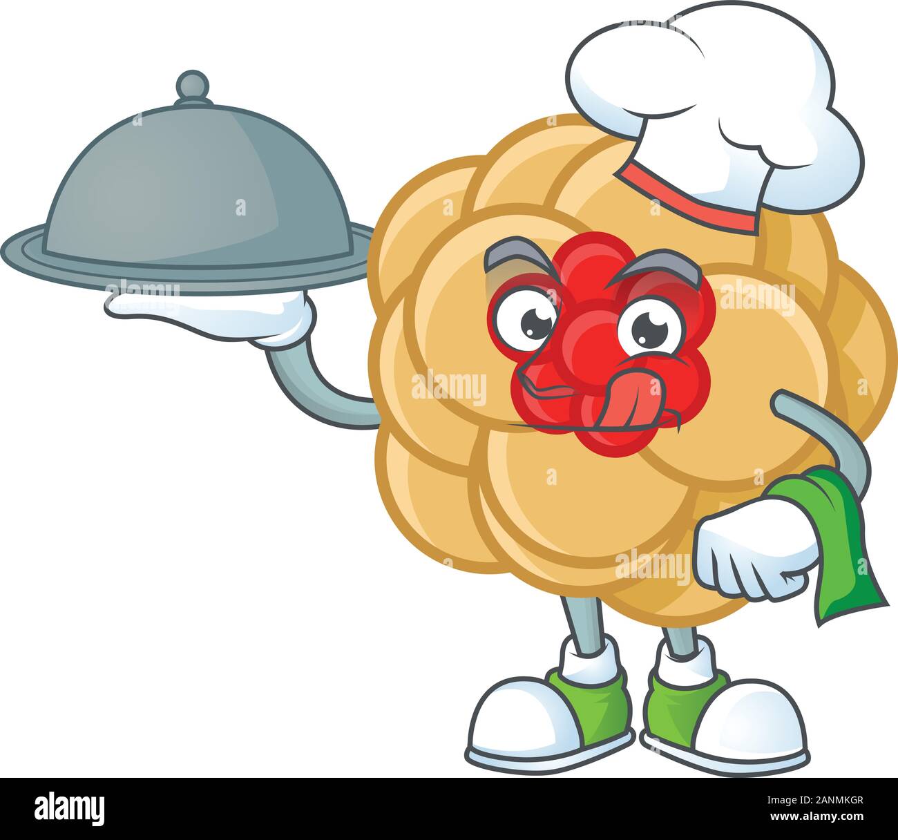 cartoon design of chinese gold flower as a Chef having food on tray ...