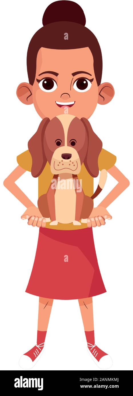 Child holding puppy dog Stock Vector Images - Alamy