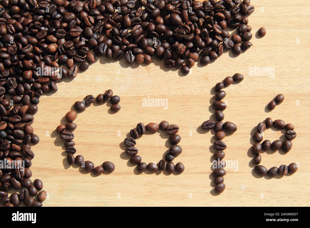 the word cafe written from fresh coffee beans Stock Photo - Alamy