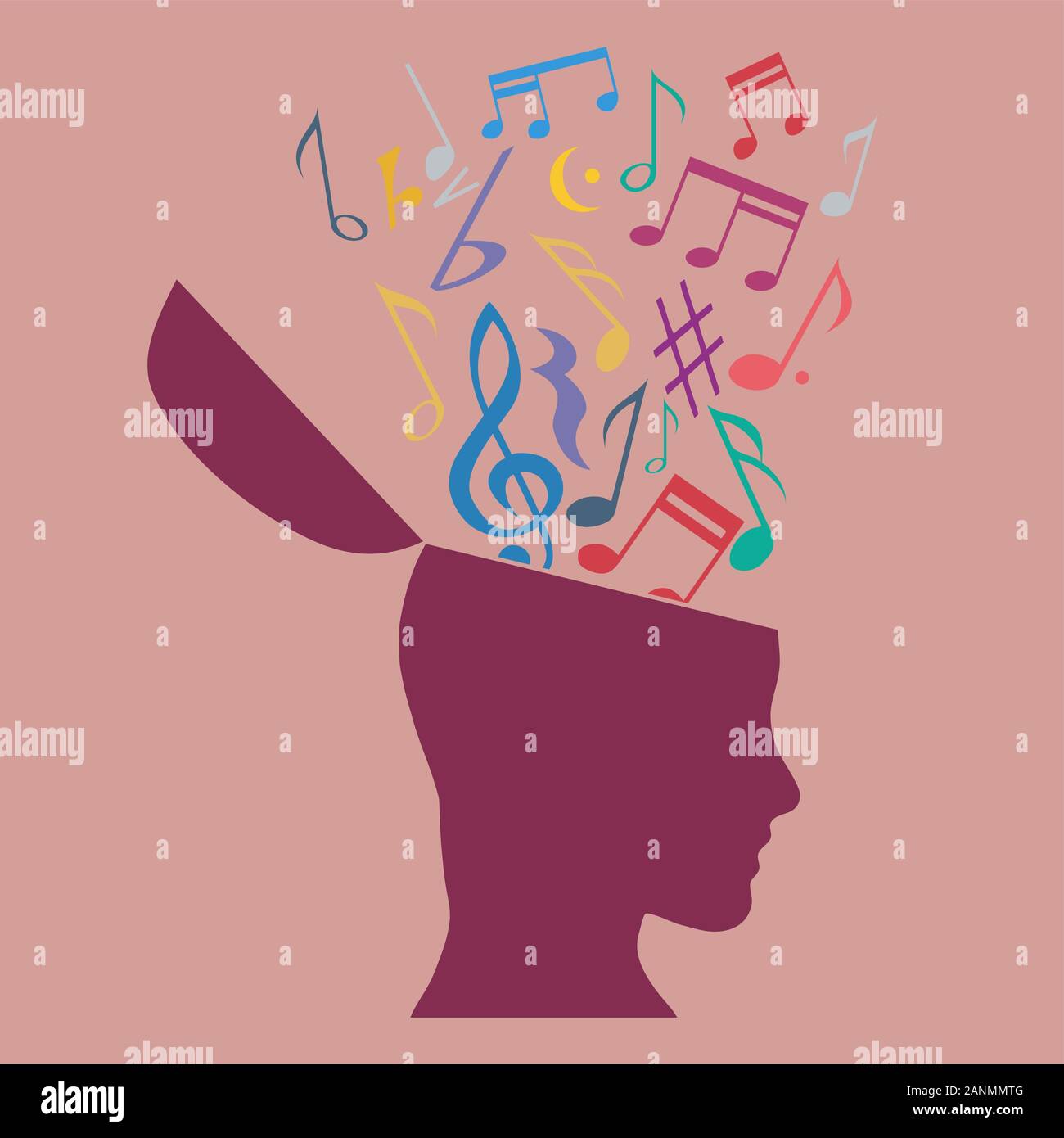 Woman Head Silhouette Music Notes High Resolution Stock Photography and ...
