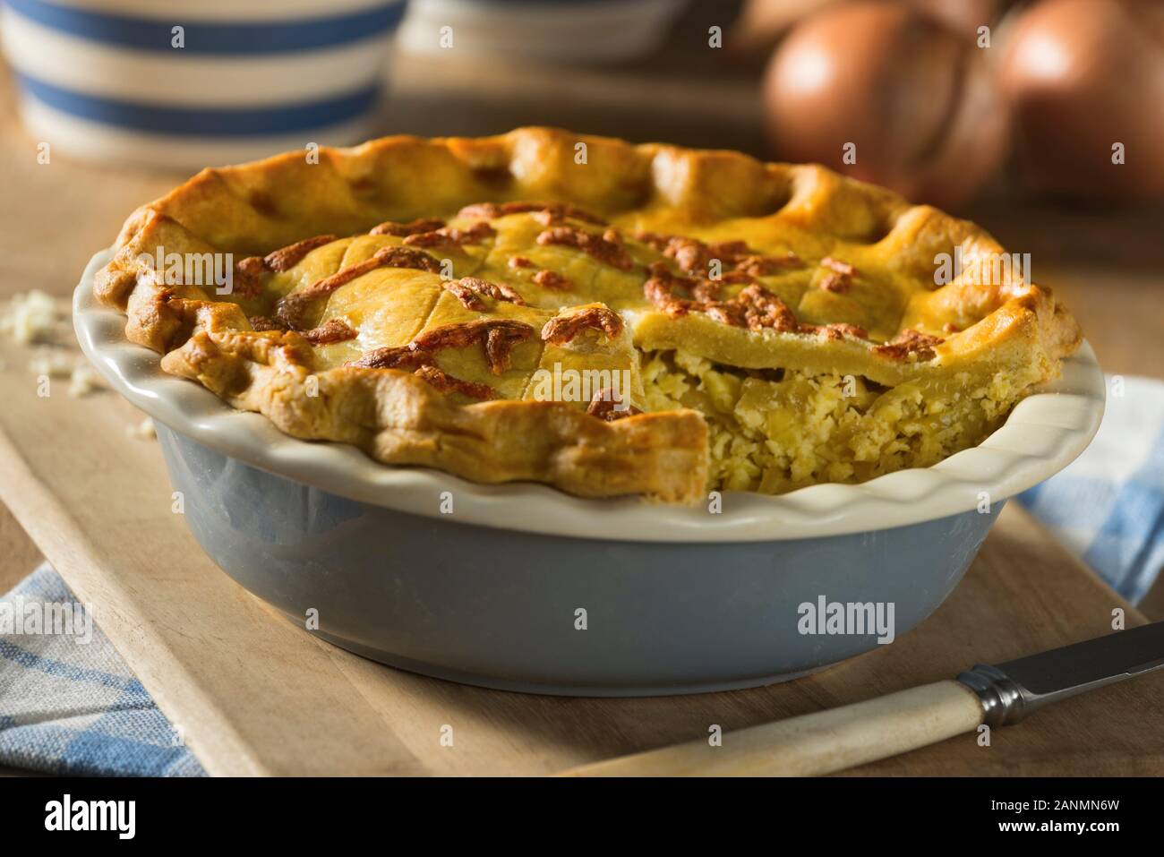 Cheese and onion pie. Food UK Stock Photo - Alamy