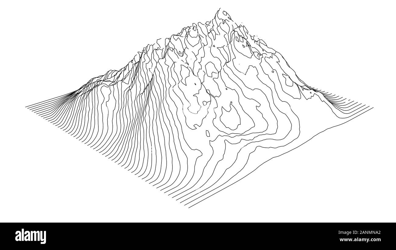 Curve lines in the shape of a part of a mountain range. Vector ...
