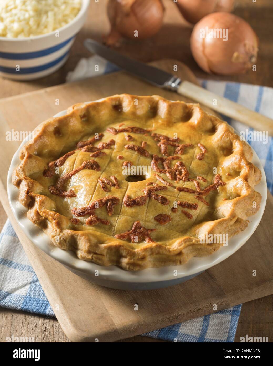 Cheese and onion pie. Food UK Stock Photo - Alamy