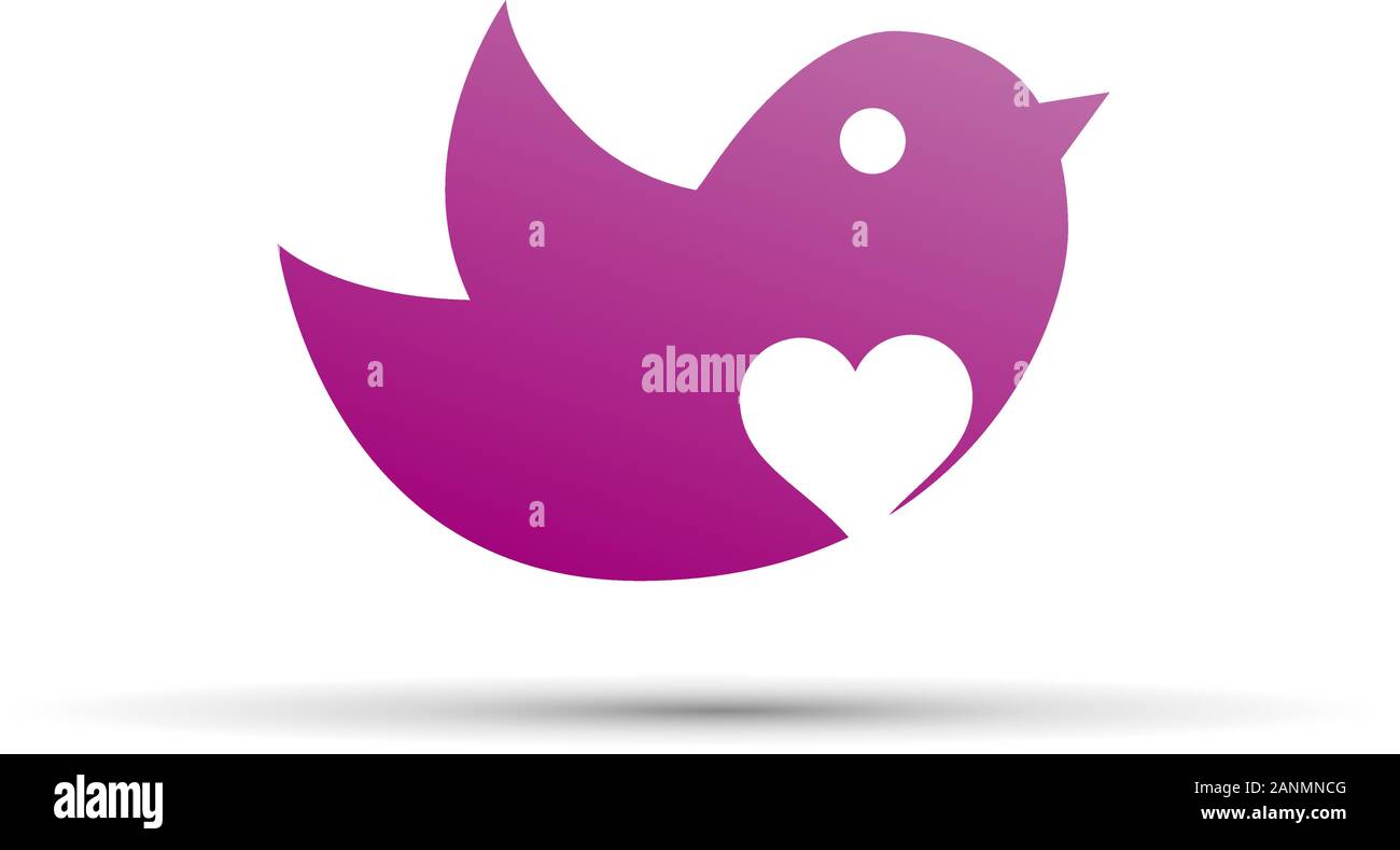 Vector sign bird with a purple heart Stock Vector Image & Art - Alamy
