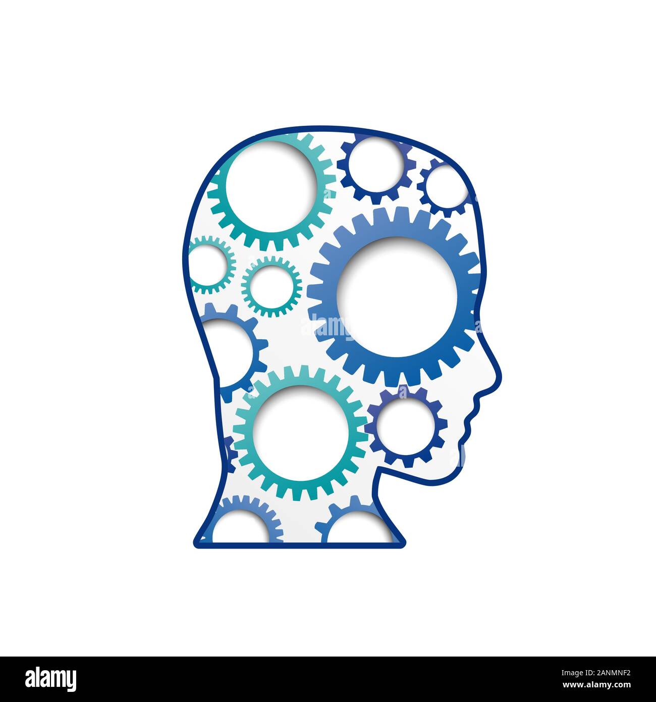 Head profile gear thinking Stock Vector Images - Alamy