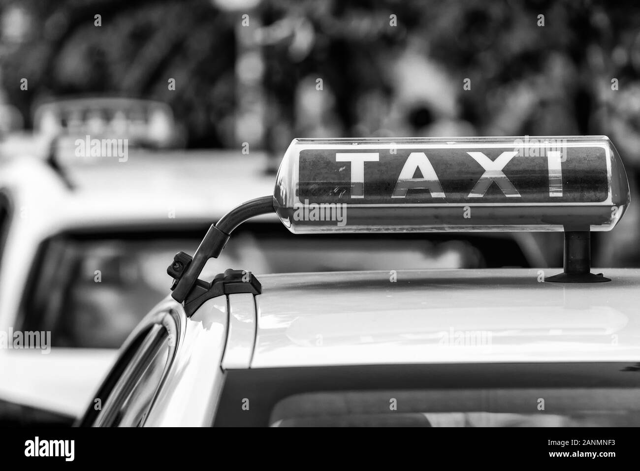Taxi sign cab in Black and White Stock Photos & Images - Alamy