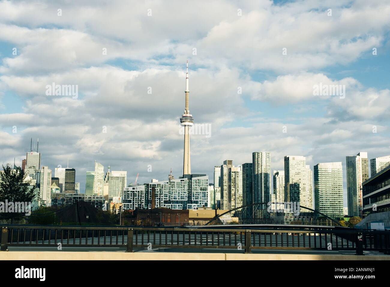 Evening view from a high-rise building of Toronto Financial District ...