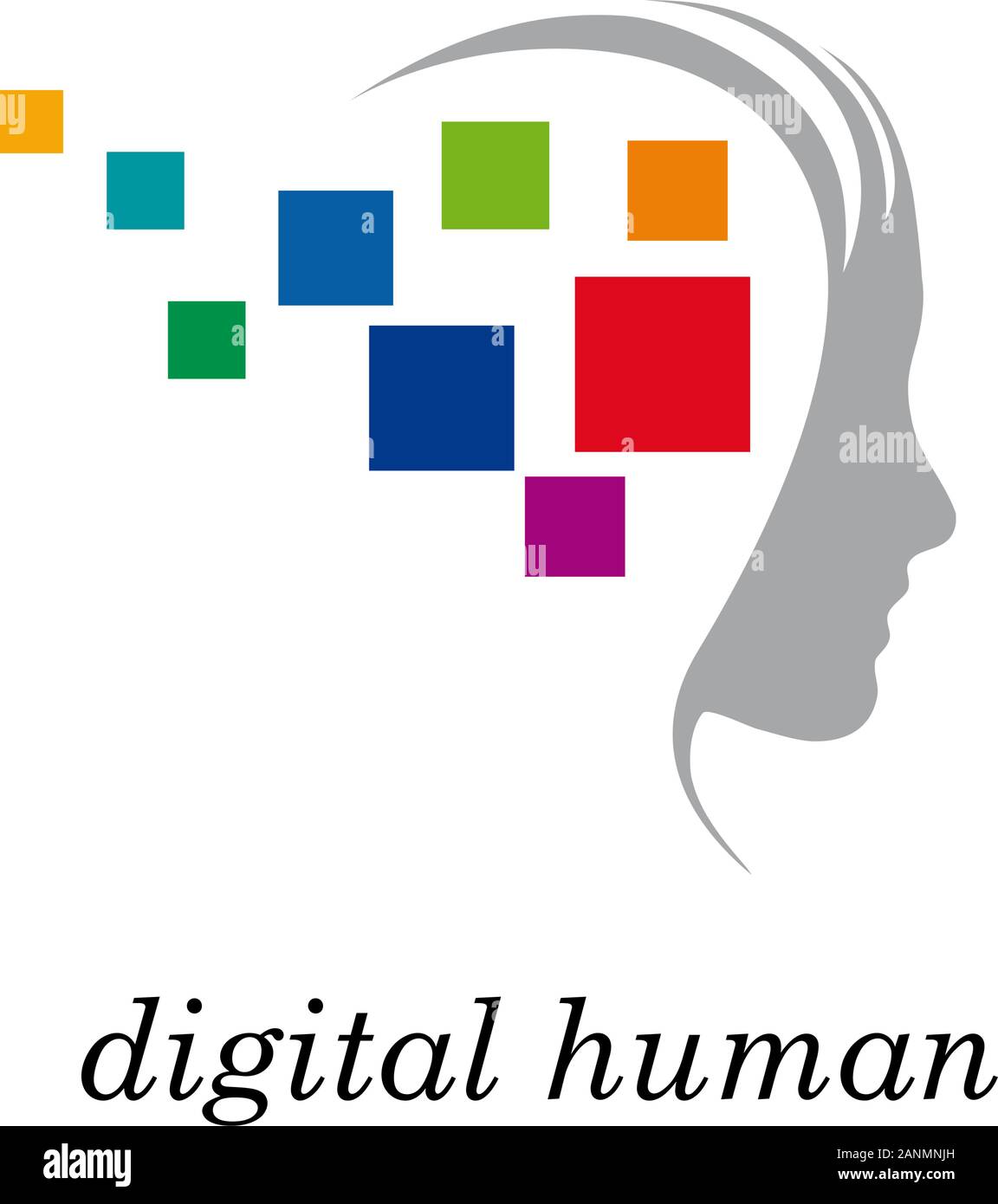 Vector sign digital generation, head and pixel Stock Vector Image & Art ...