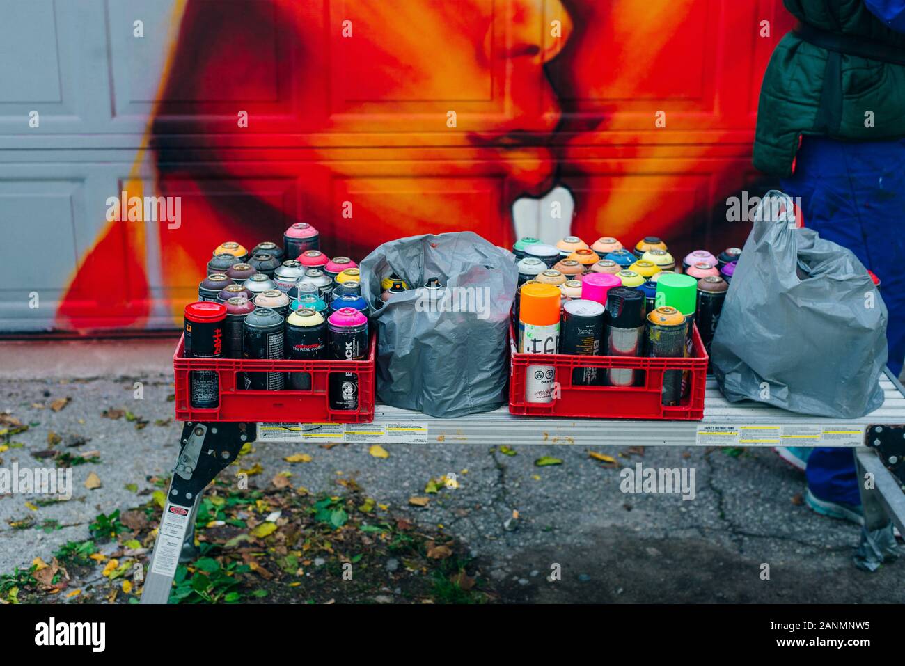 Spray paint dispenser in different colors in toronto Stock Photo - Alamy