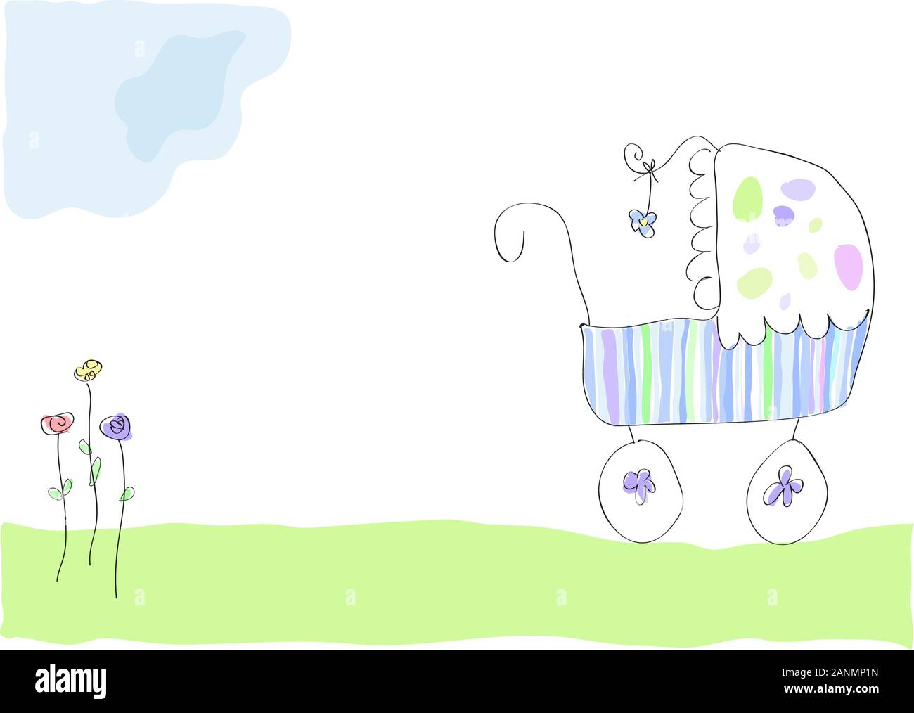 Vector drawing pram with baby Stock Vector Image & Art - Alamy