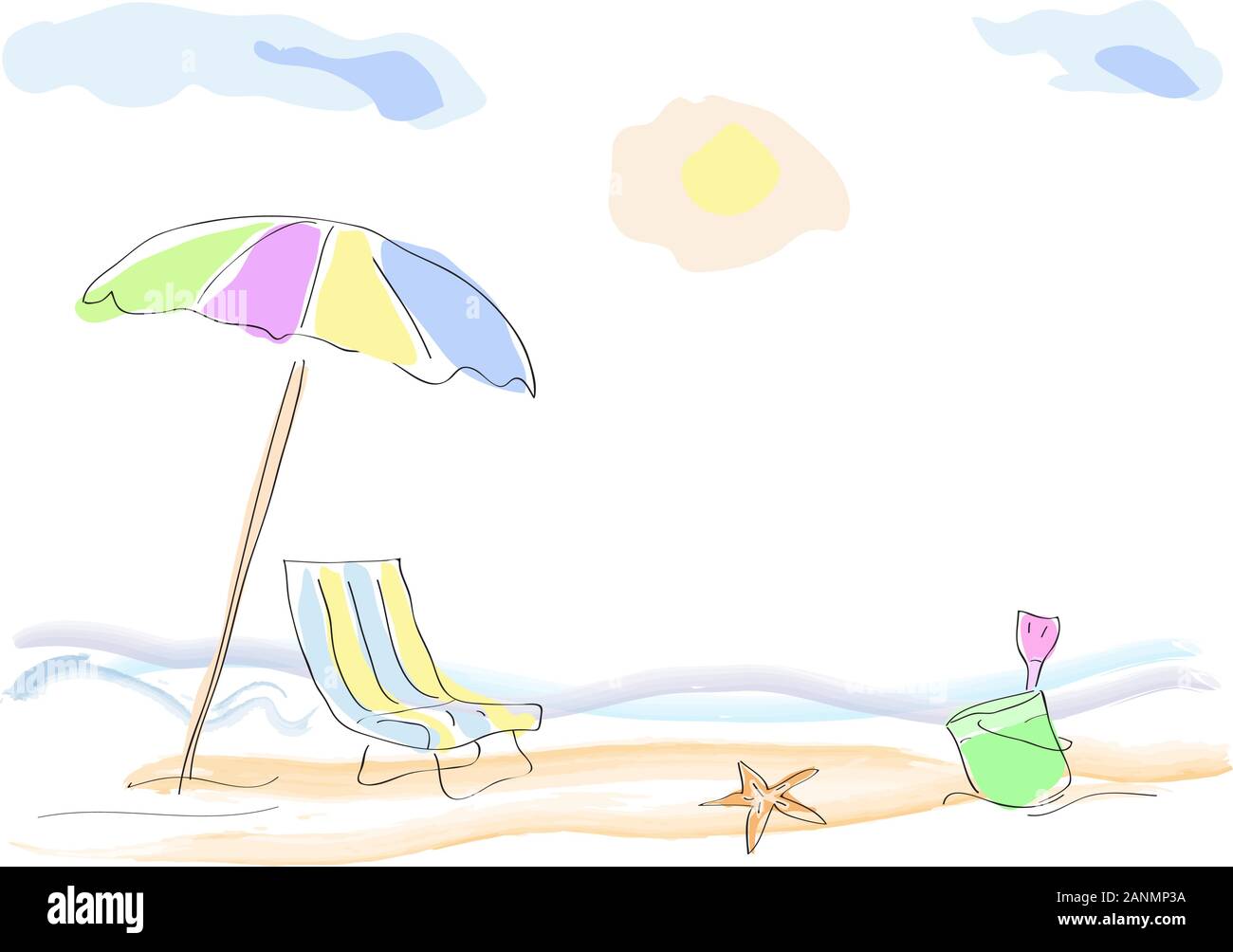 Line drawing old beach Cut Out Stock Images & Pictures - Alamy