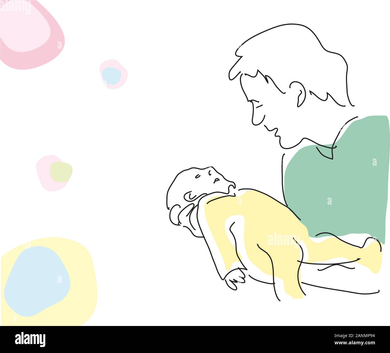 Vector drawing abstract father with baby Stock Vector Image & Art - Alamy