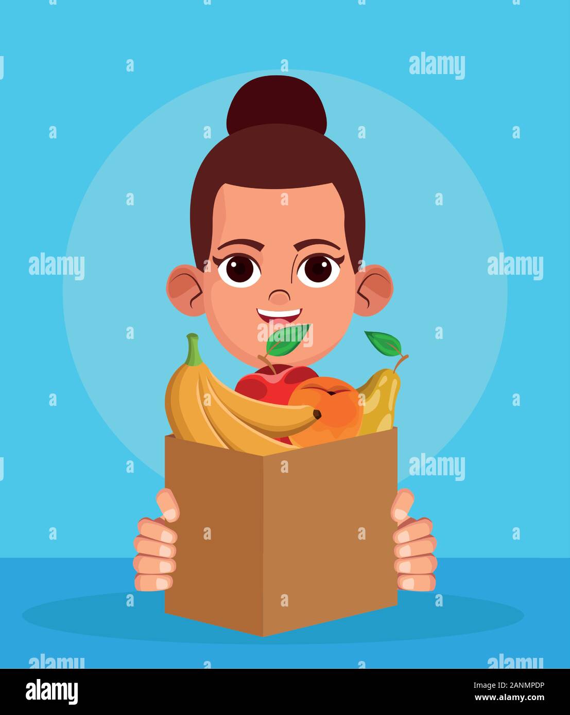 Volunteer giving paper bag Stock Vector Images - Alamy