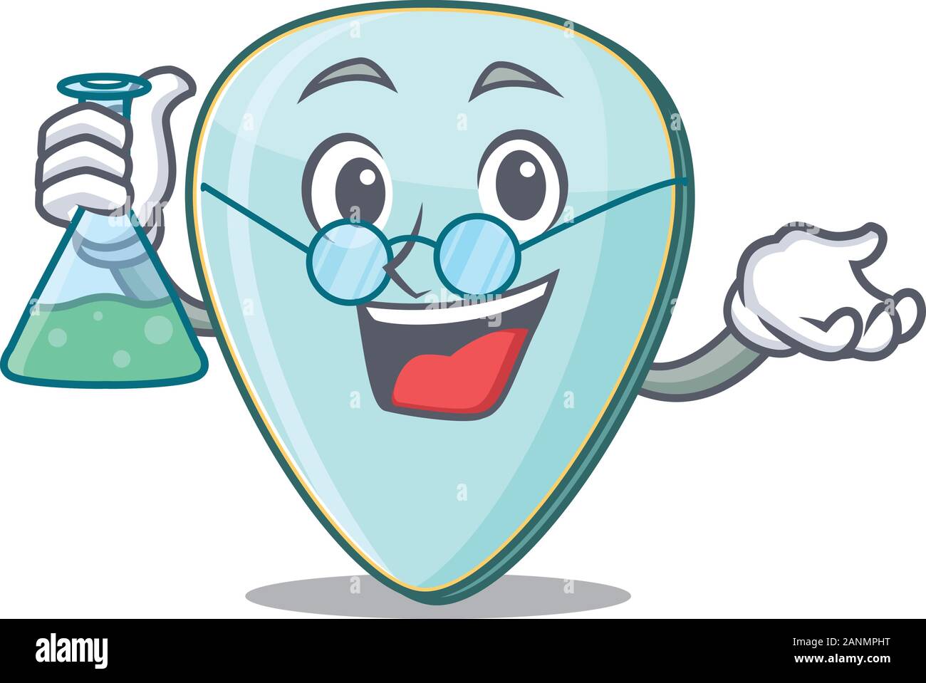 Smart Professor guitar plectrum cartoon character with glass tube Stock ...