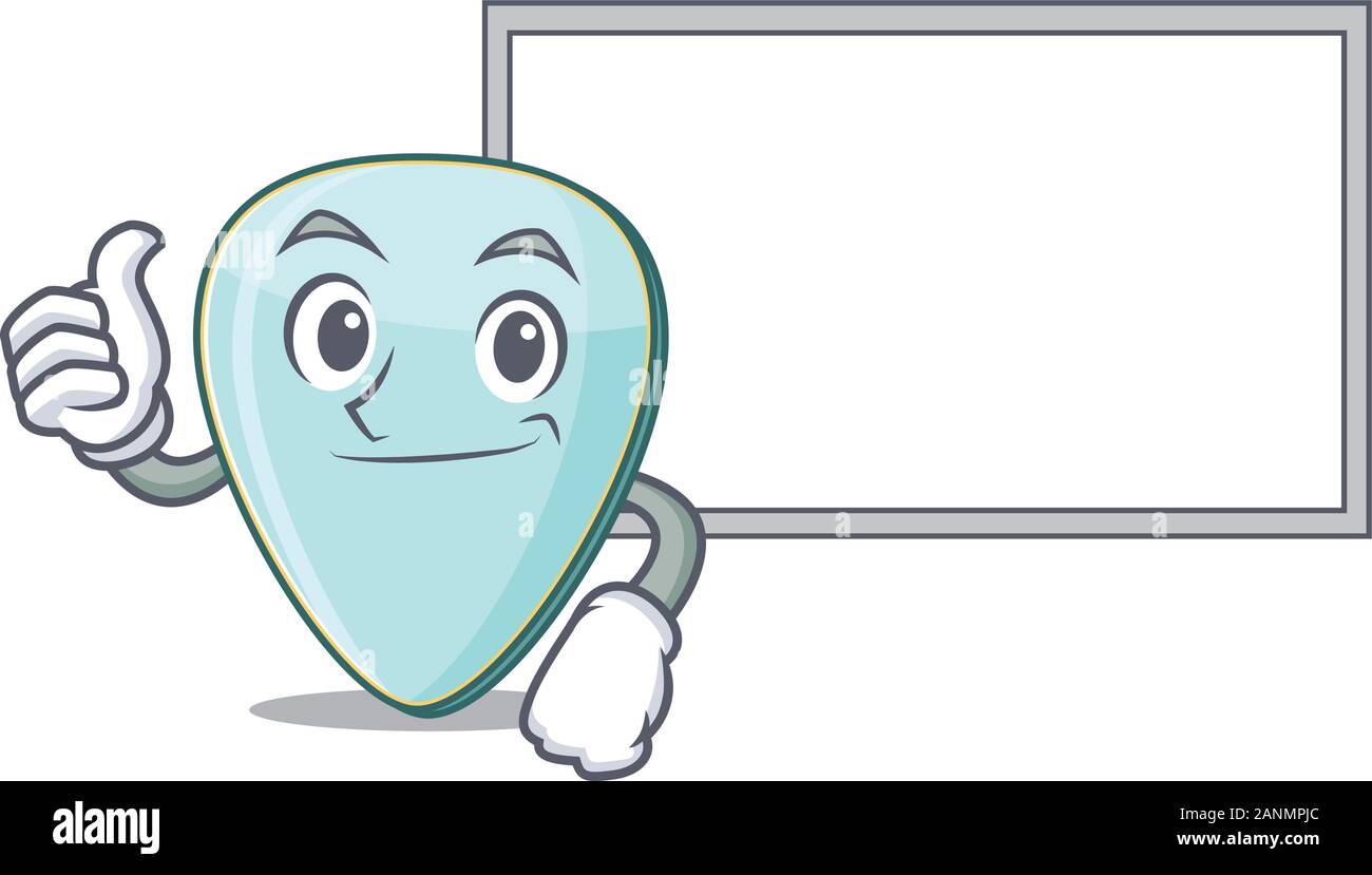 Thumbs up of guitar plectrum cartoon design with board Stock Vector ...