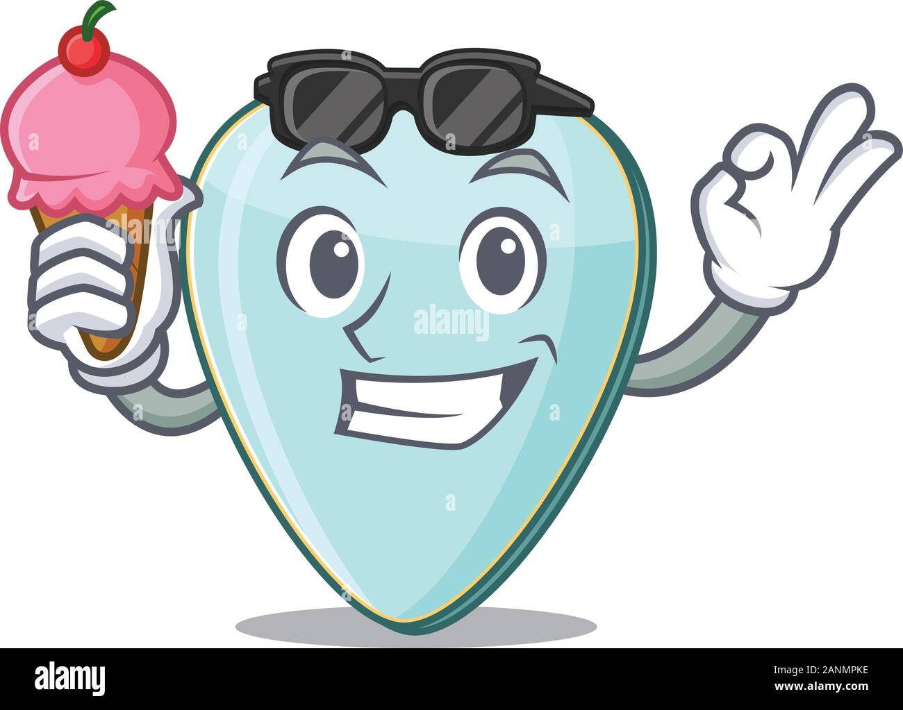 Guitar plectrum mascot cartoon design with ice cream Stock Vector Image ...