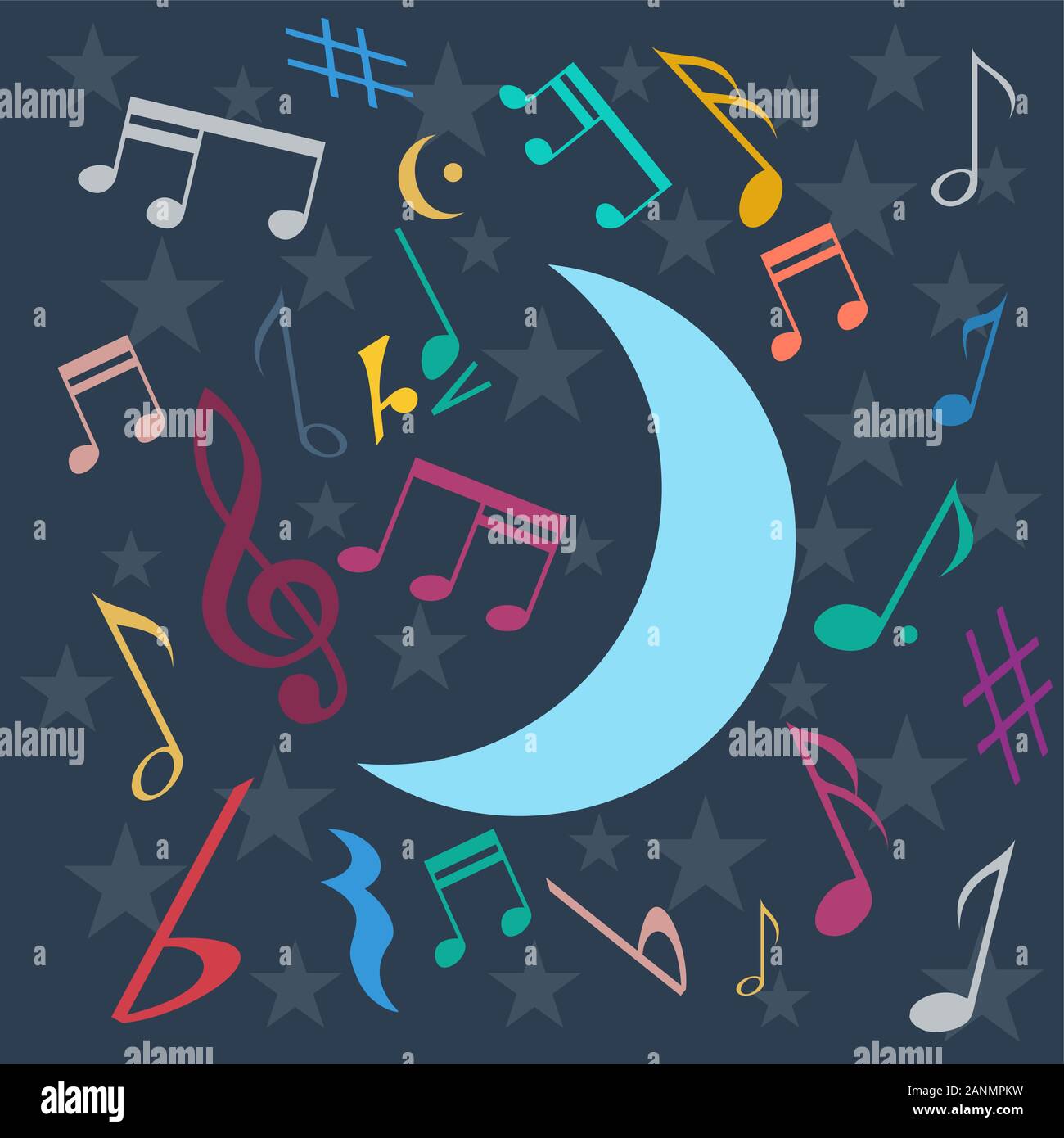 Vector night music background in flat design Stock Vector Image & Art ...