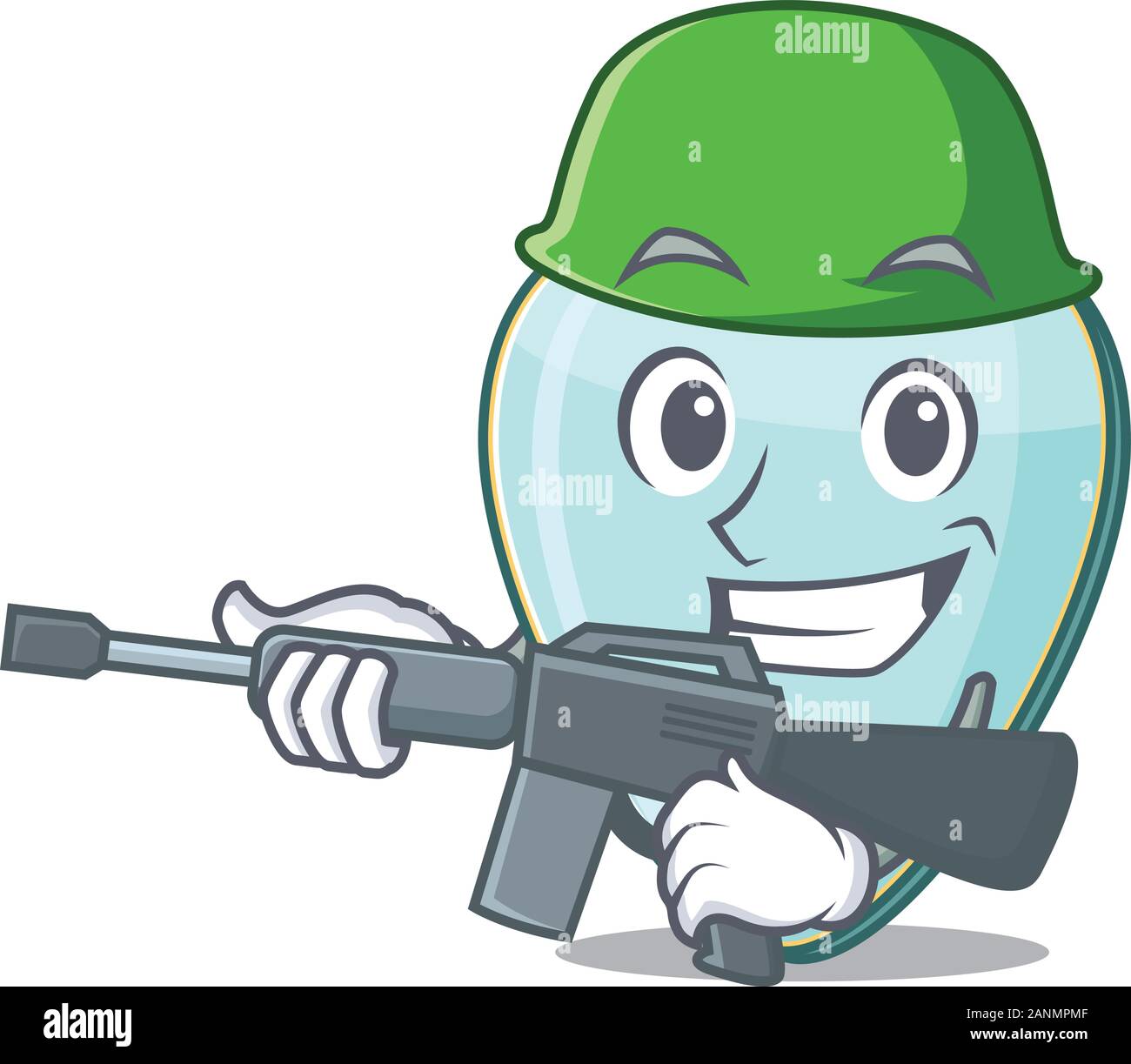 A cartoon design of guitar plectrum Army with machine gun Stock Vector ...