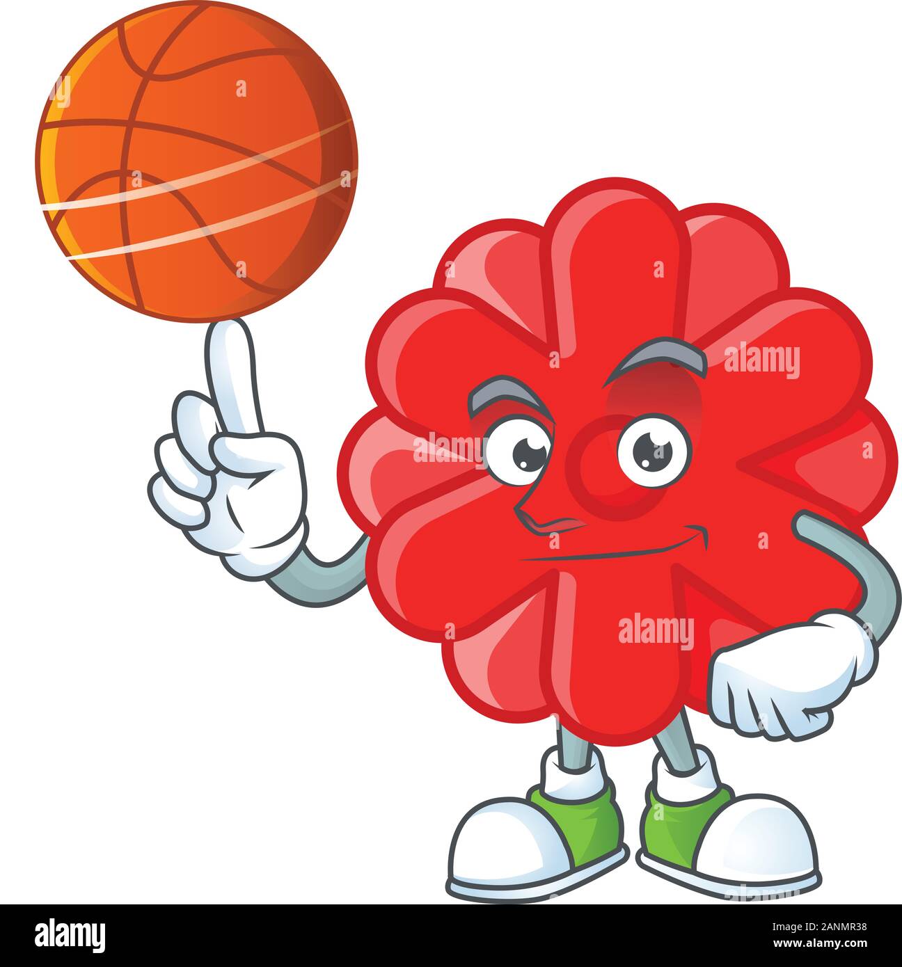 a Healthy chinese red flower cartoon character playing basketball Stock ...