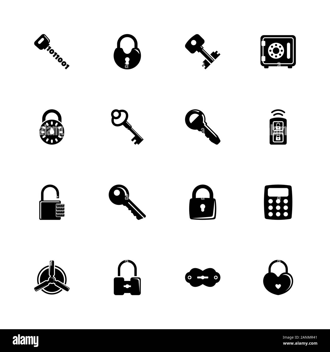 Keys and Locks icons - Expand to any size - Change to any colour. Flat ...
