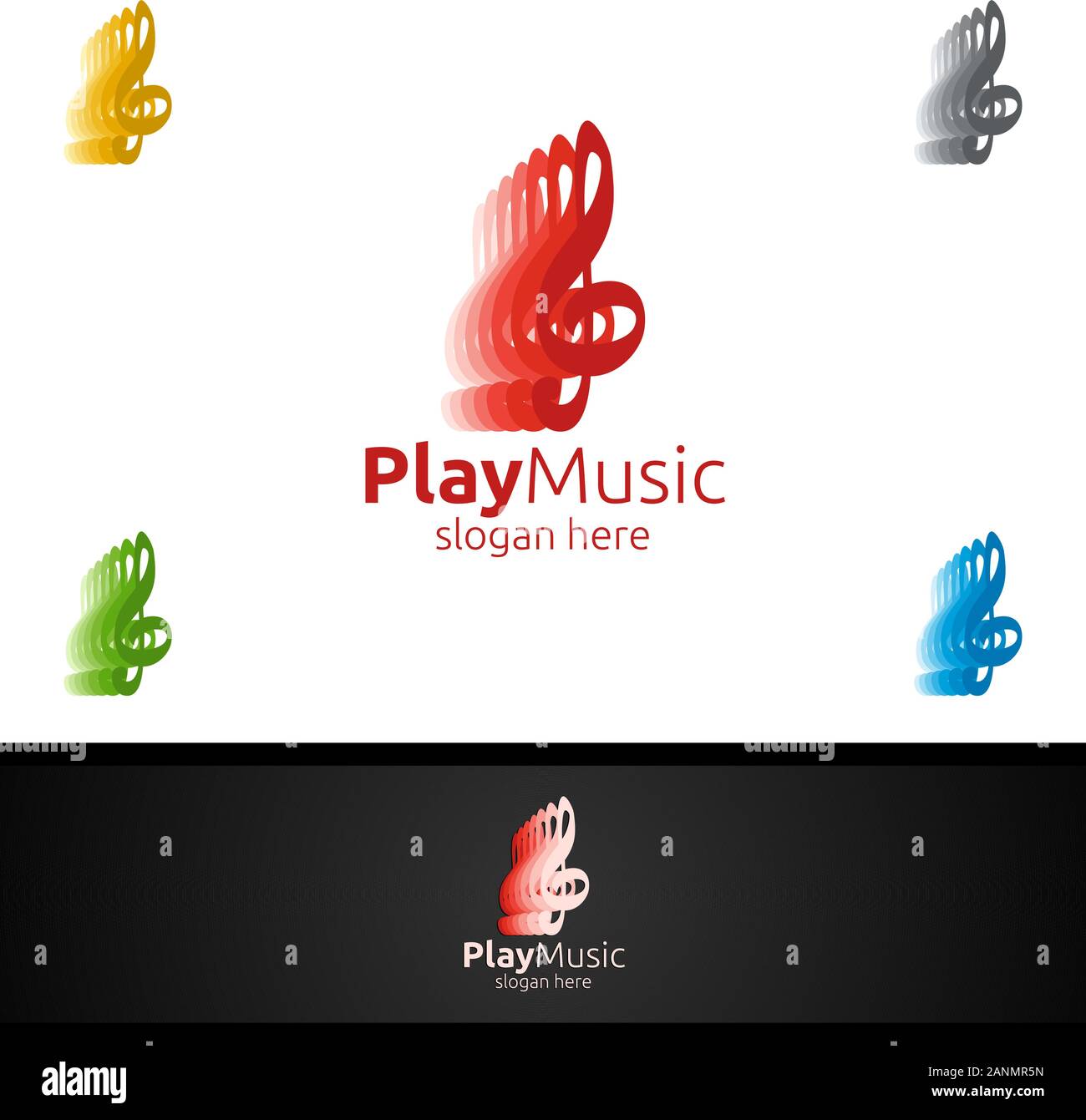 Abstract Music Logo with Note and Play Concept Stock Vector Image & Art ...