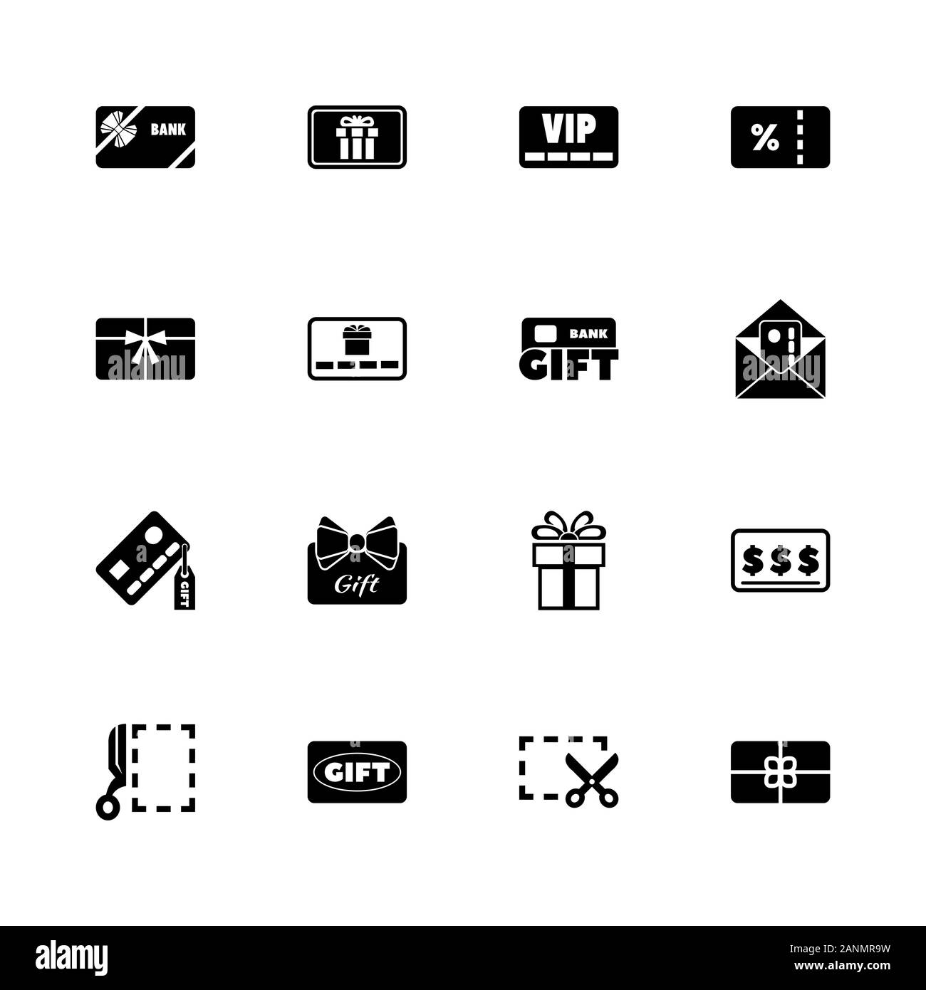 Gift Cards icons - Expand to any size - Change to any colour. Flat ...