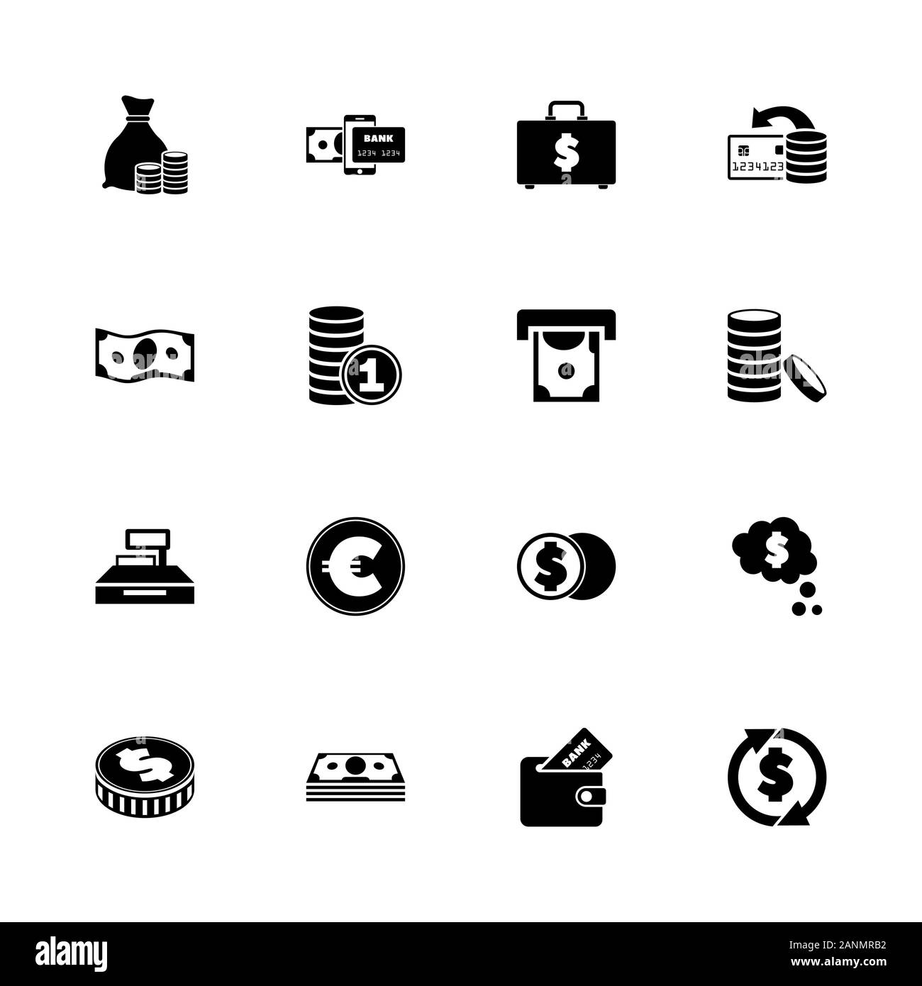 Money icons - Expand to any size - Change to any colour. Flat Vector ...