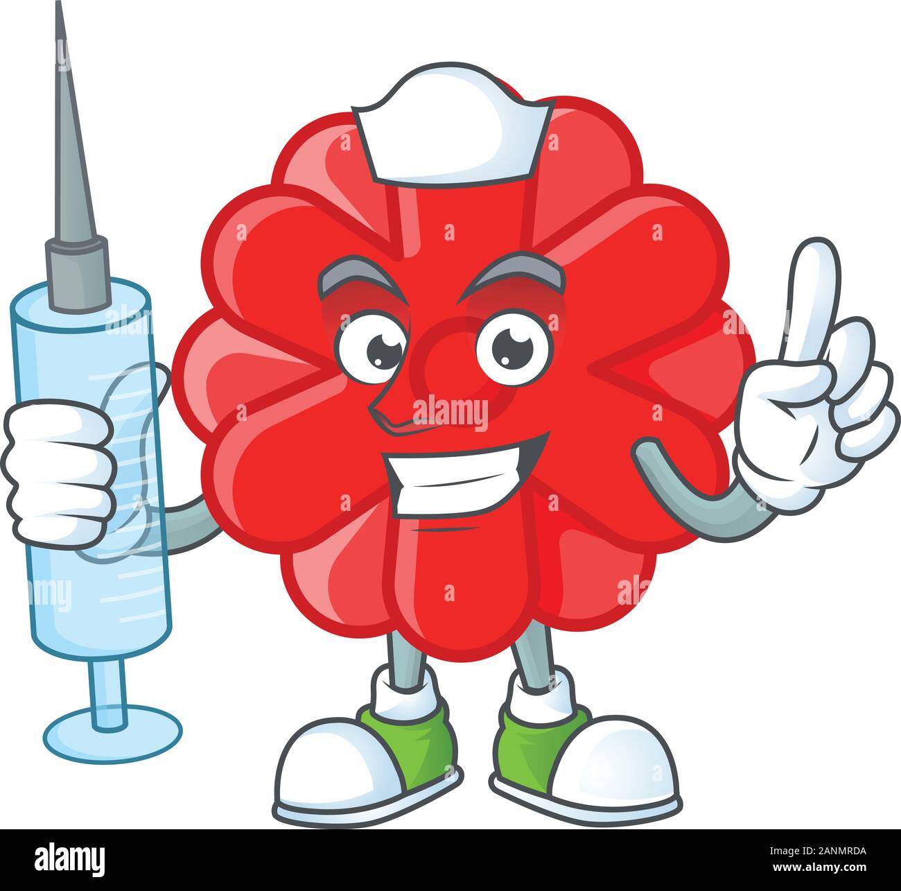 Smiley Nurse chinese red flower cartoon character with a syringe Stock ...