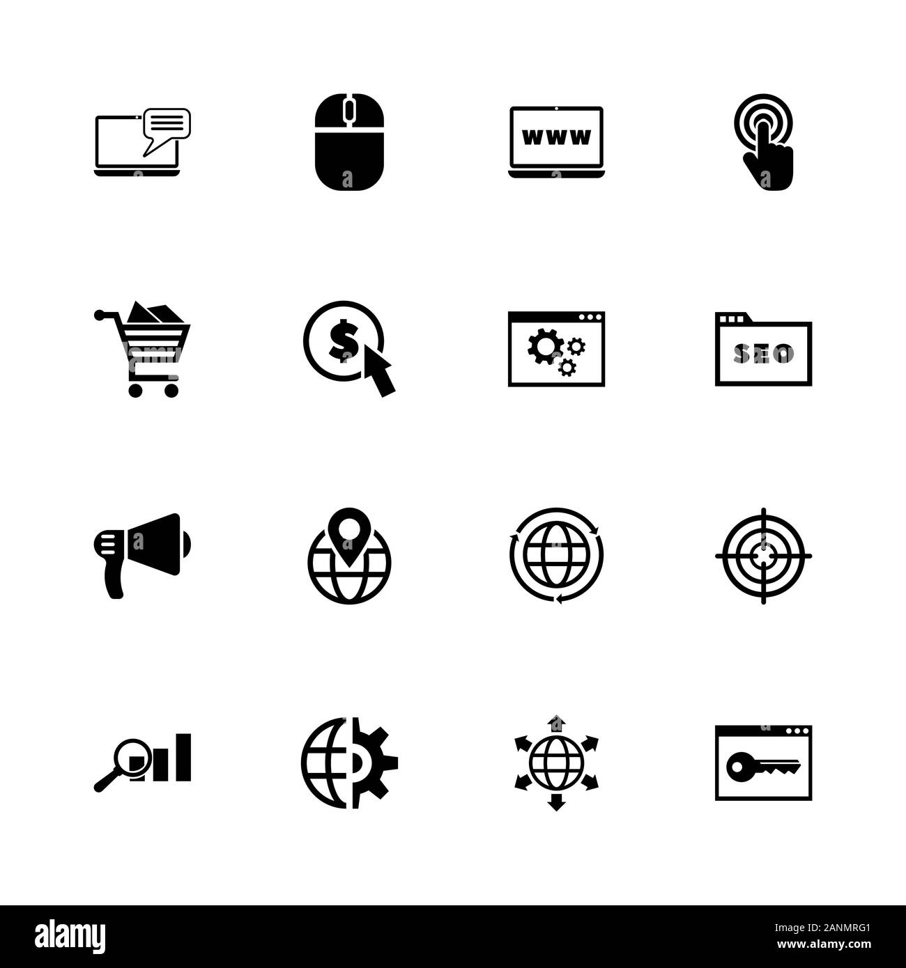 Seo icons - Expand to any size - Change to any colour. Flat Vector ...