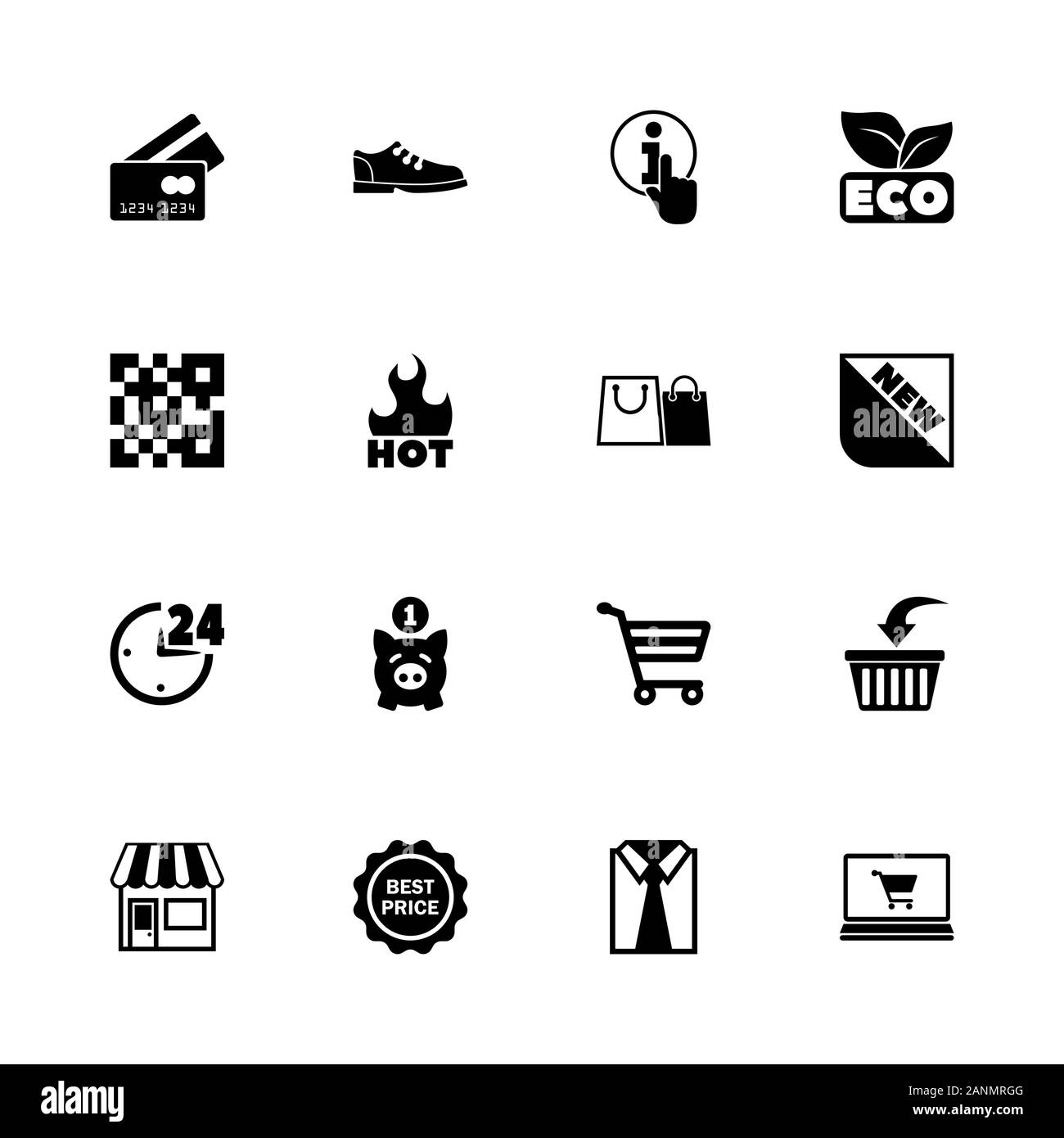 Shopping icons - Expand to any size - Change to any colour. Flat Vector ...