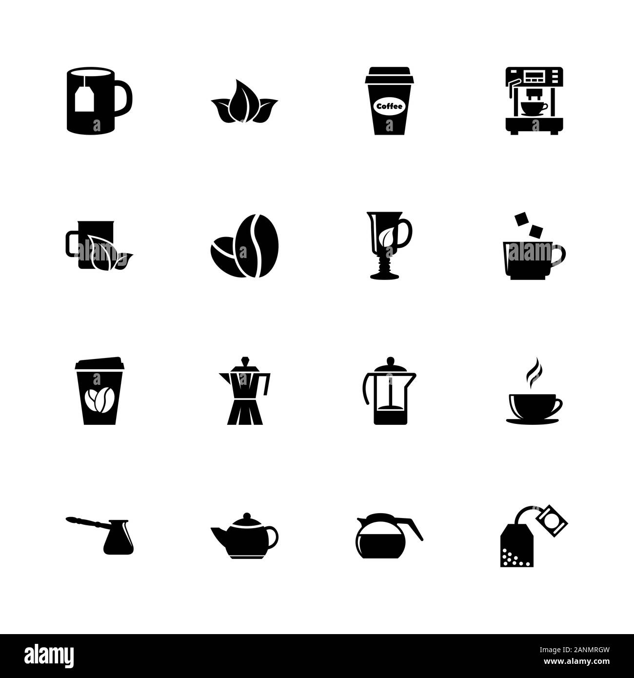 Tea and Coffee icons - Expand to any size - Change to any colour. Flat ...
