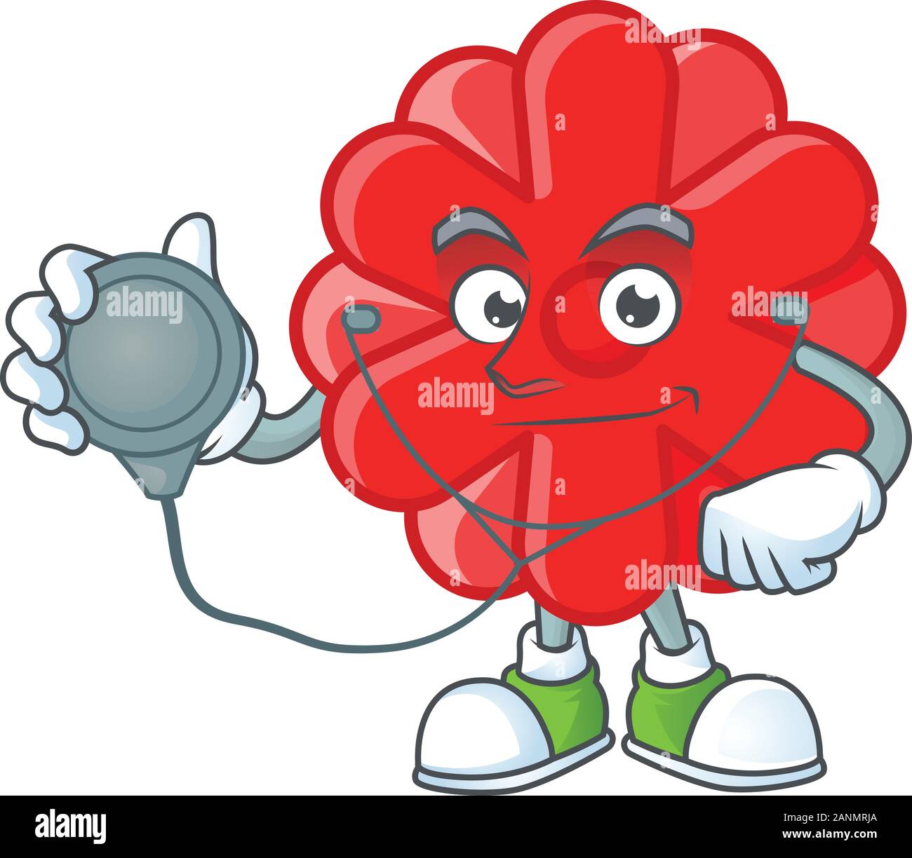 Chinese red flower cartoon character style in a Doctor costume with ...