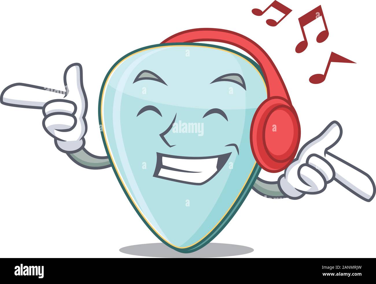 Listening music guitar plectrum mascot cartoon character design Stock ...