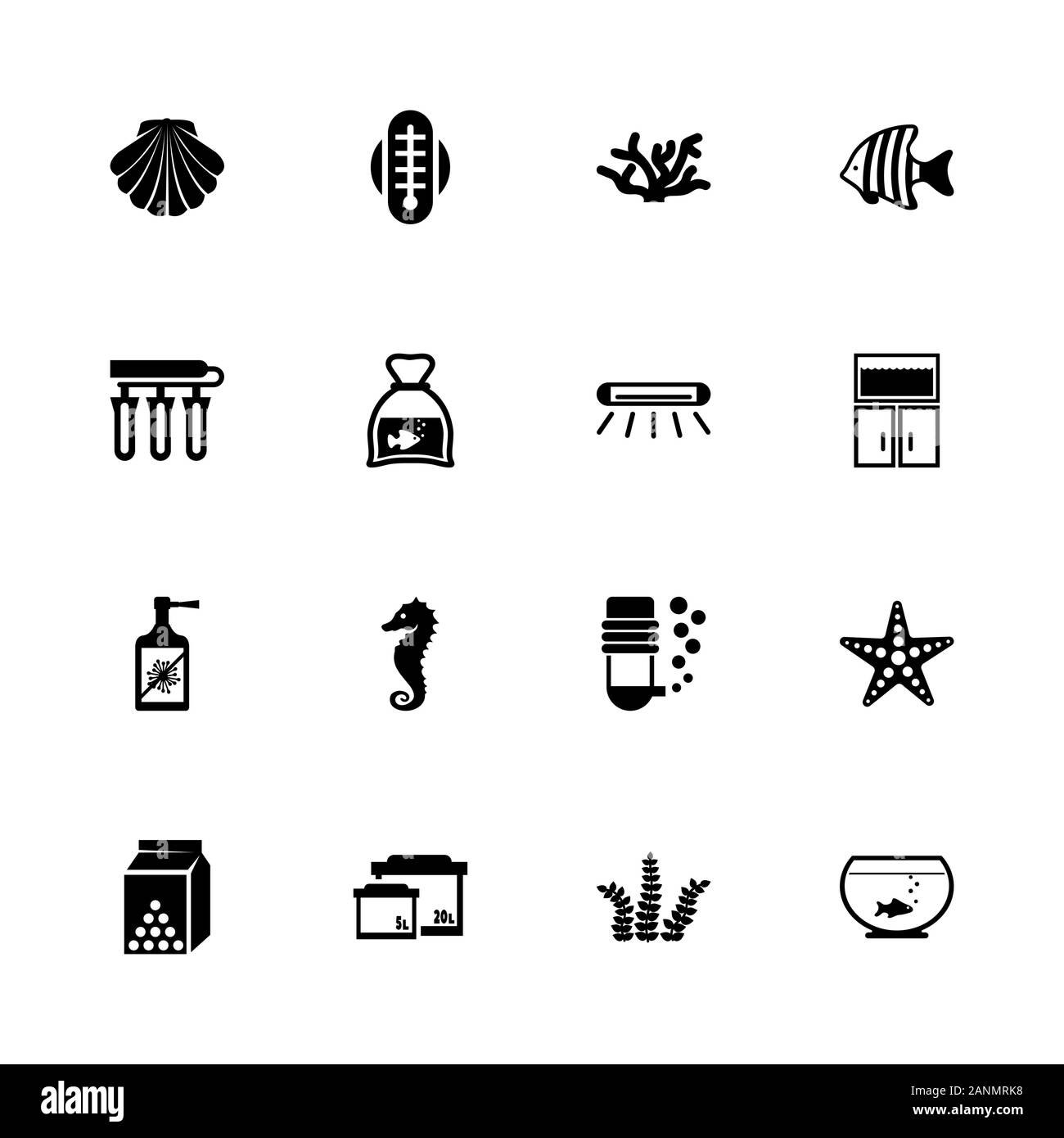 Aquarium icons - Expand to any size - Change to any colour. Flat Vector ...