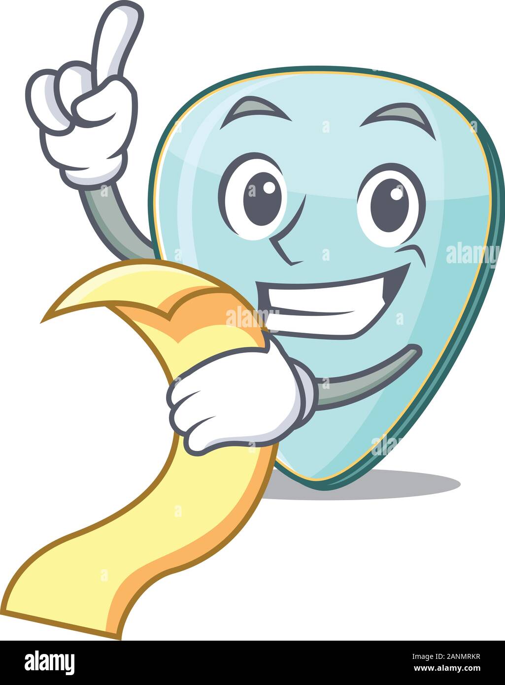 A funny cartoon character of guitar plectrum with a menu Stock Vector ...