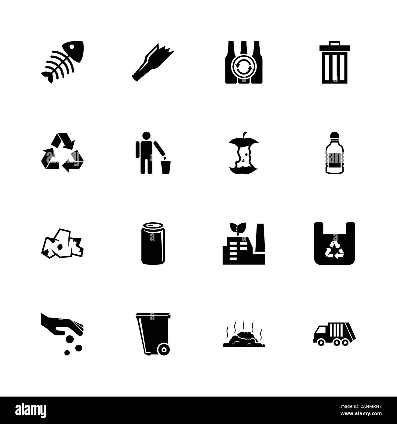 Garbage icons - Expand to any size - Change to any colour. Flat Vector ...