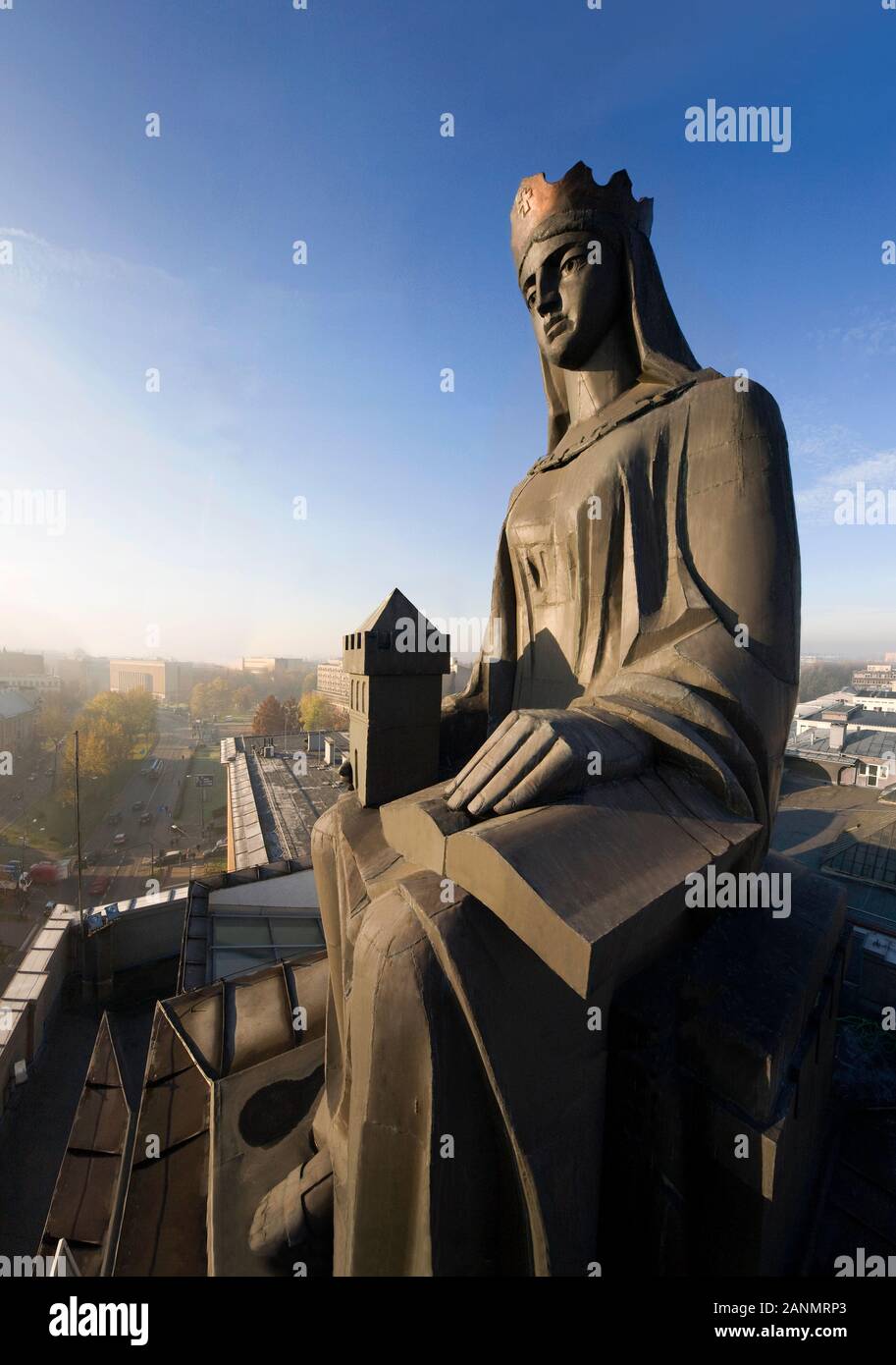 Statue of St Barbara at the roof of the Academy of Mines and Metallurgy ...