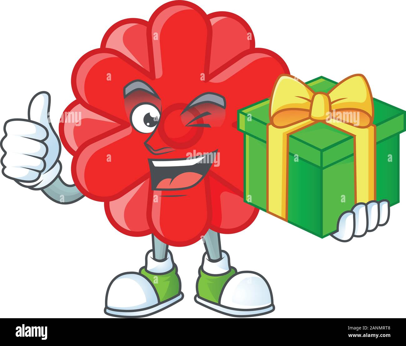 Smiley chinese red flower character with gift box Stock Vector Image ...