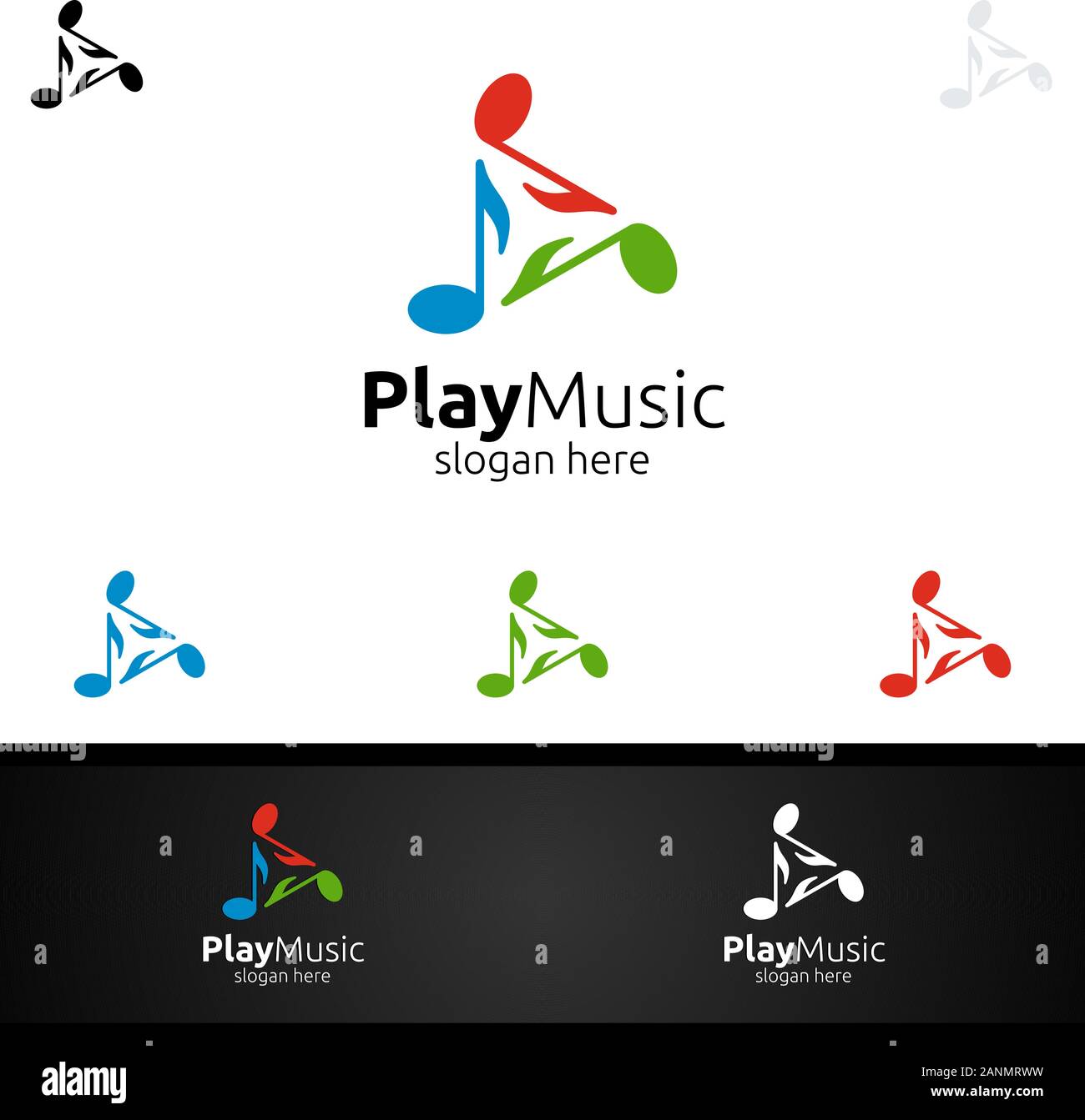 Abstract Music Logo with Note and Play Concept Stock Vector Image & Art ...