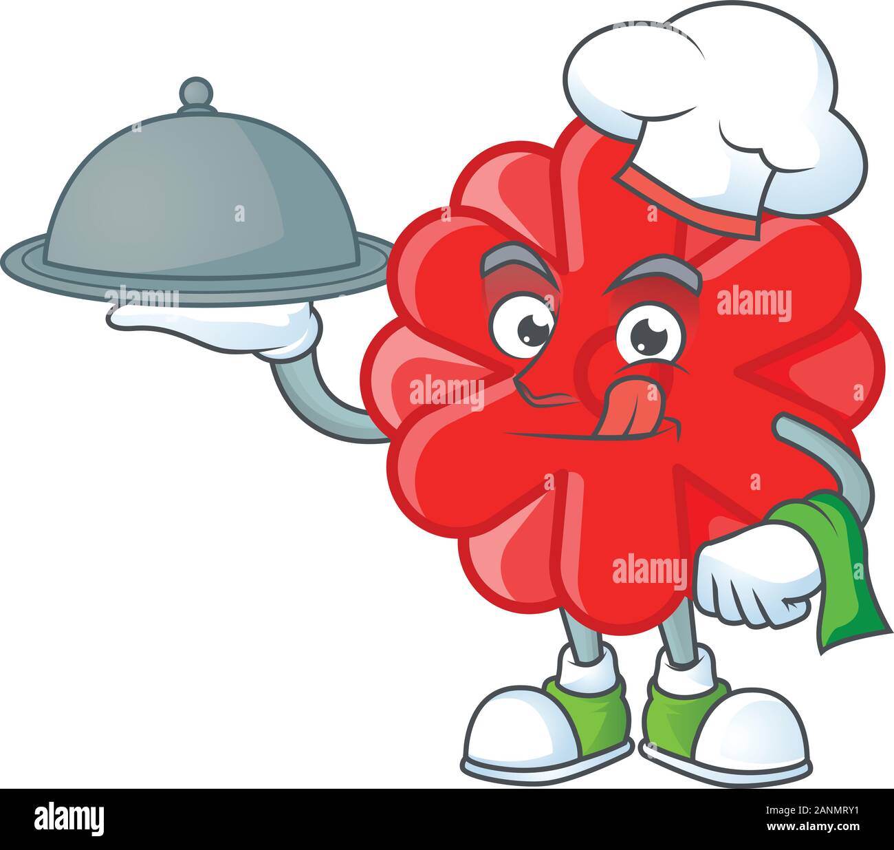 cartoon design of chinese red flower as a Chef having food on tray ...
