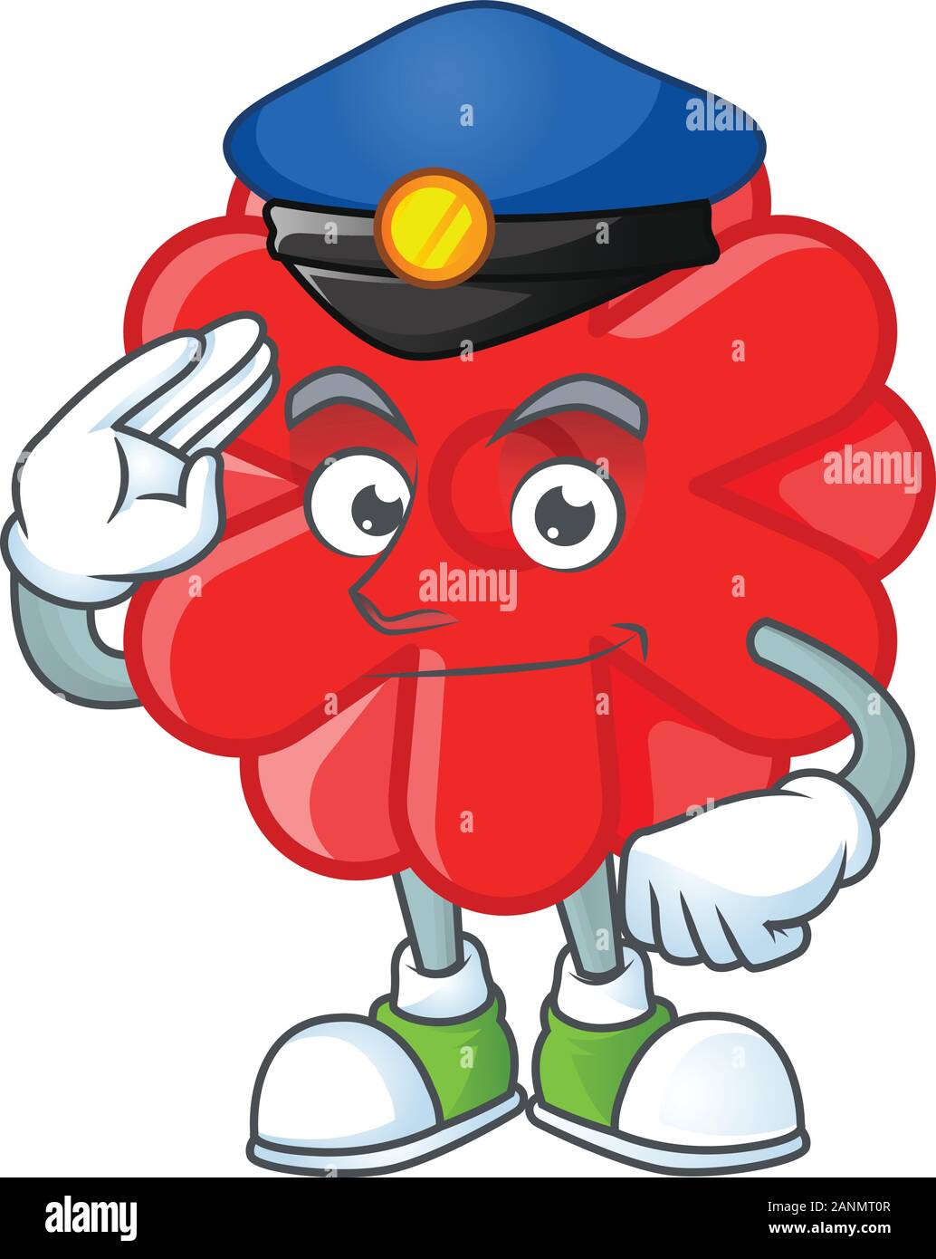 A character design of chinese red flower in a Police officer costume ...