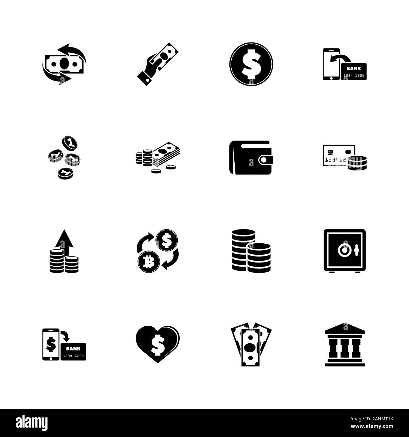 Money icons - Expand to any size - Change to any colour. Flat Vector ...