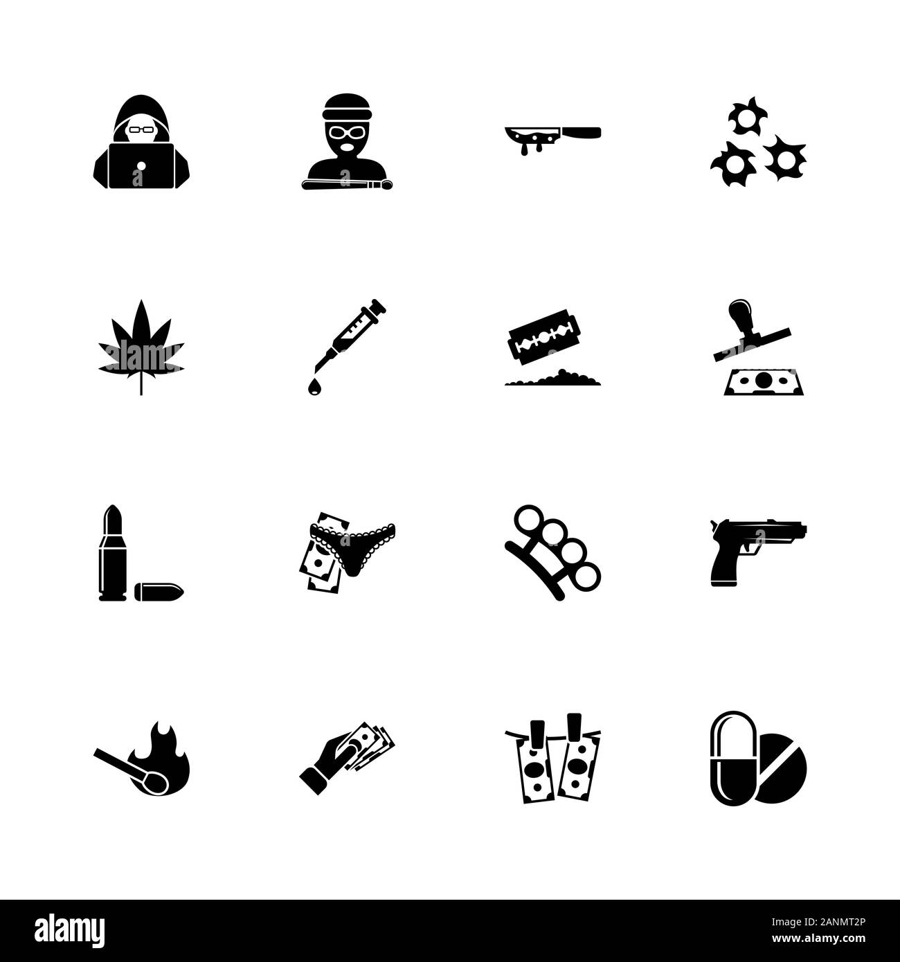 Crime icons - Expand to any size - Change to any colour. Flat Vector ...