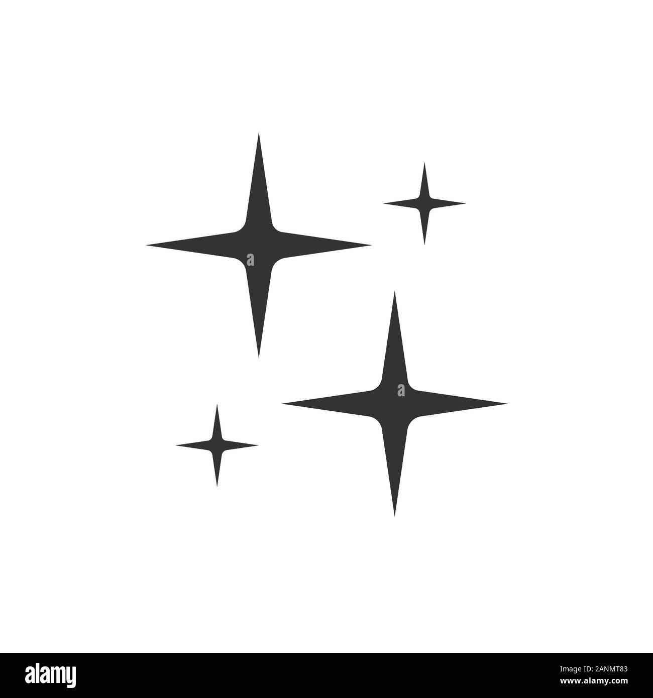 Clean star black icon. Flat vector cartoon illustration. Objects ...