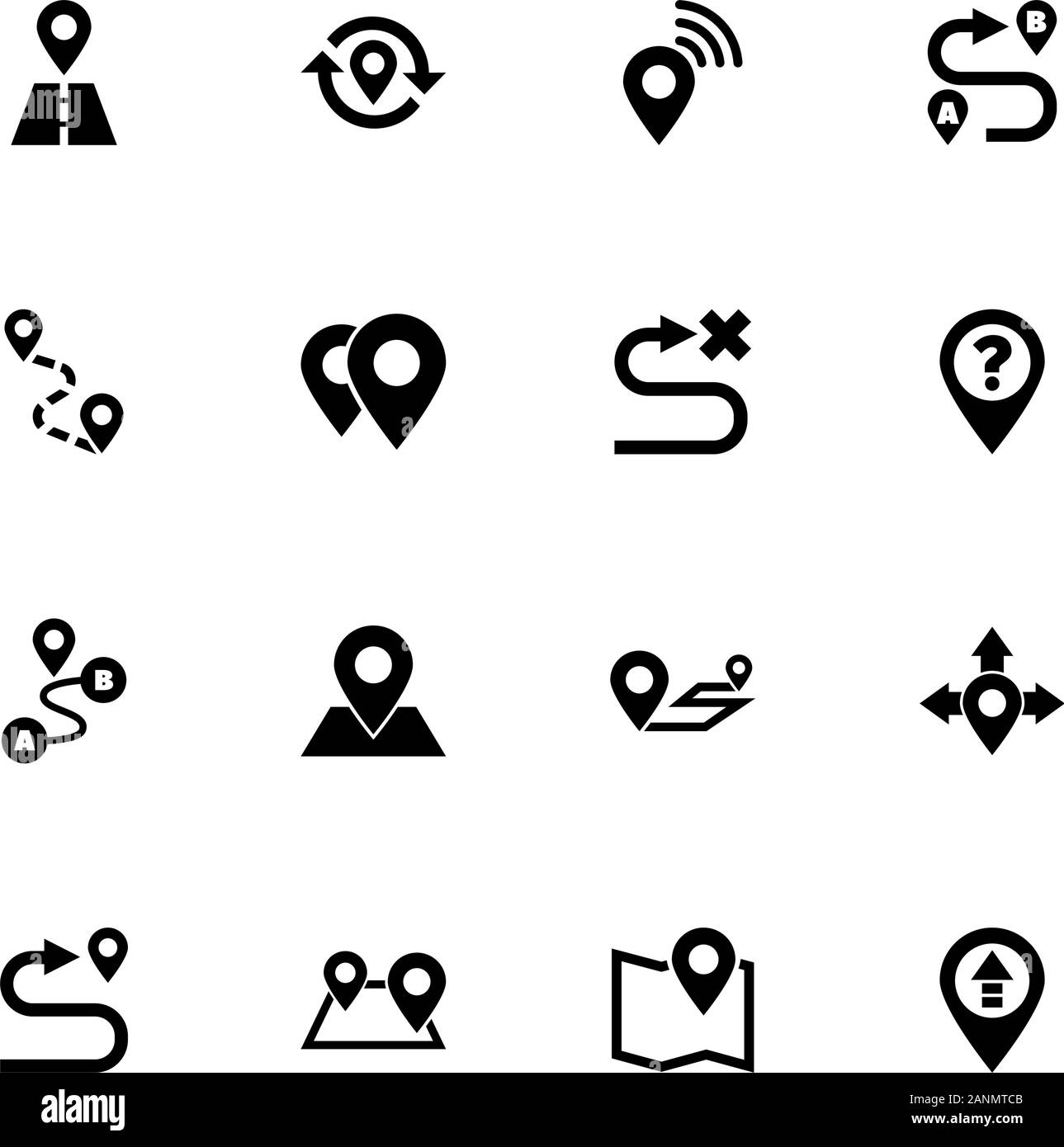 Route icons - Expand to any size - Change to any colour. Flat Vector ...