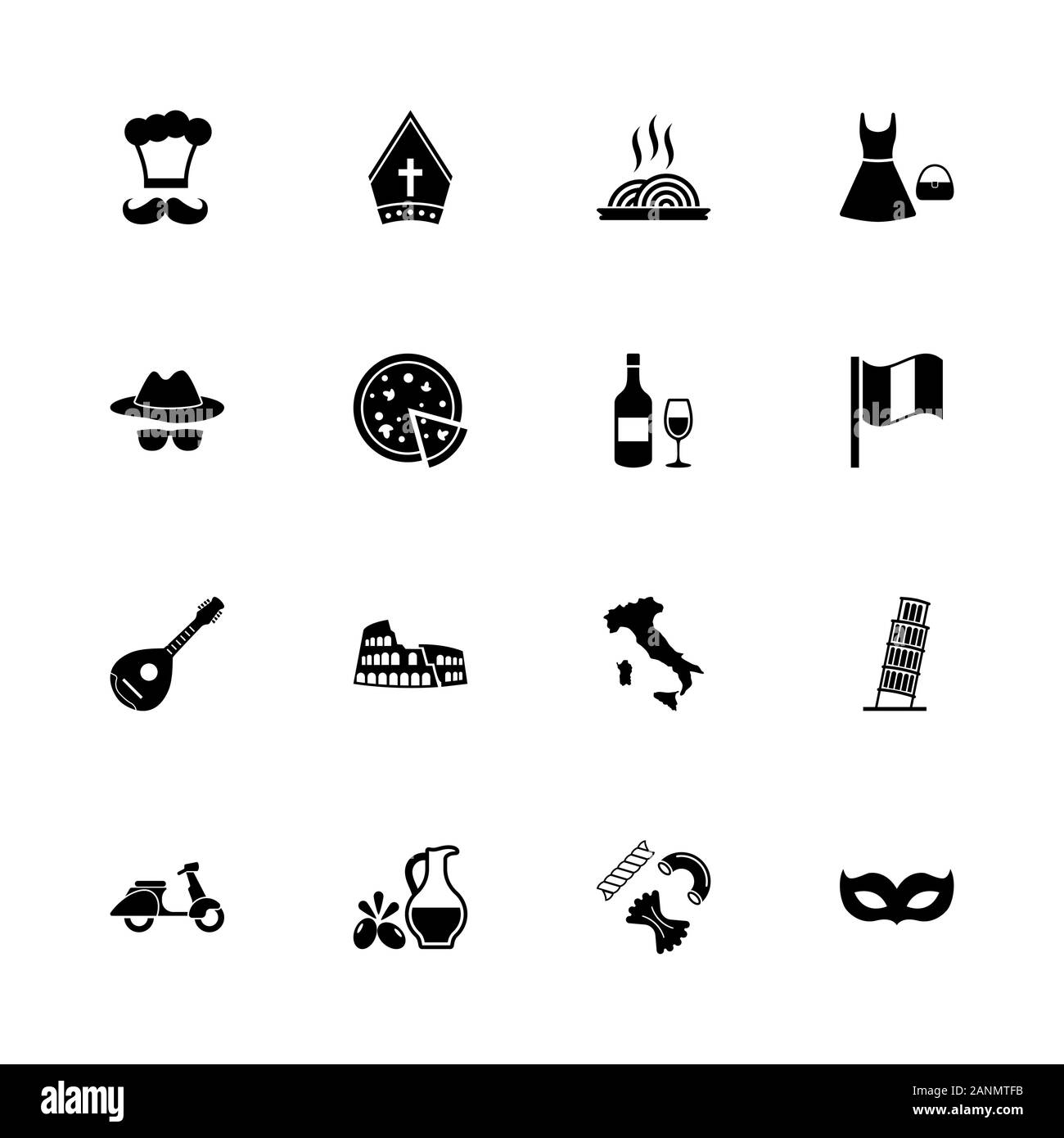 Italian icons - Expand to any size - Change to any colour. Flat Vector ...