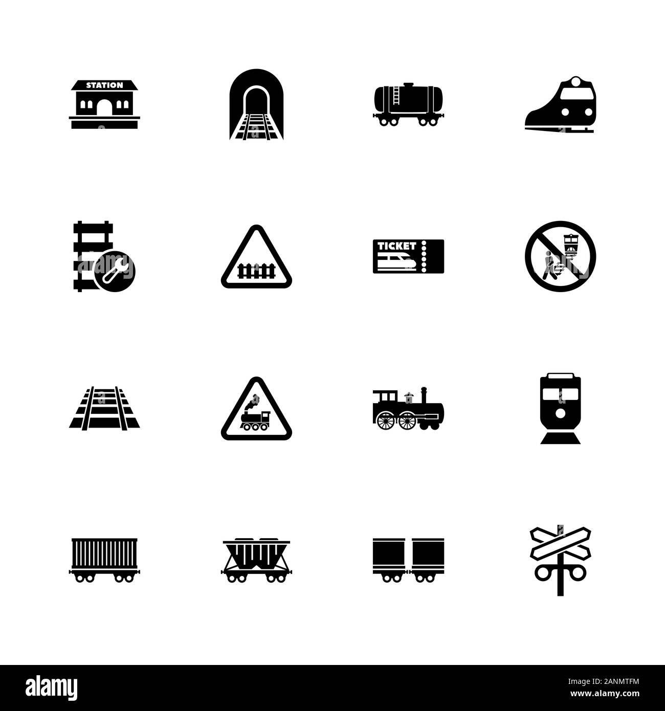 Trains icons - Expand to any size - Change to any colour. Flat Vector ...