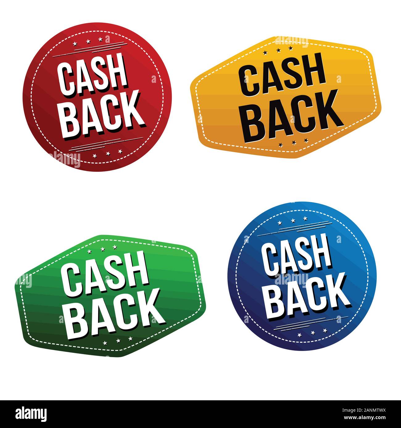 Cash back sticker or label set on white background, vector illustration ...