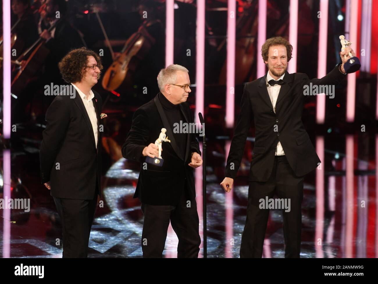 Munich, Germany. 17th Jan, 2020. Producers Jonas Weydemann (l-r), Peter ...