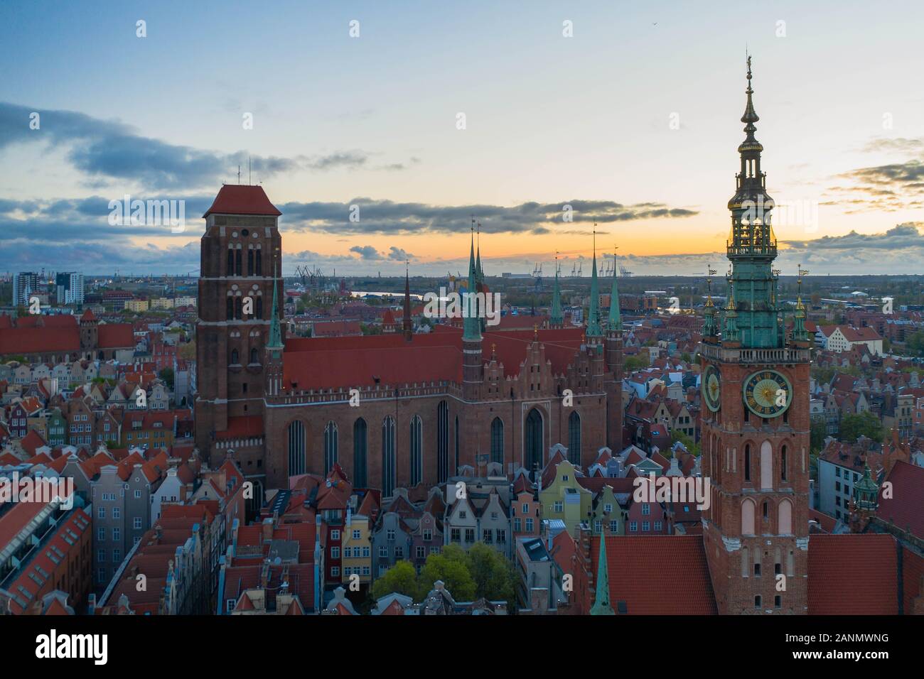 Aerial view to old town in Gdansk Stock Photo - Alamy